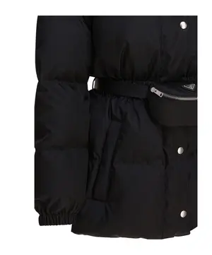 Prada Belted Hooded Down Jacket
