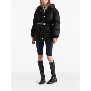 Prada Belted Hooded Down Jacket