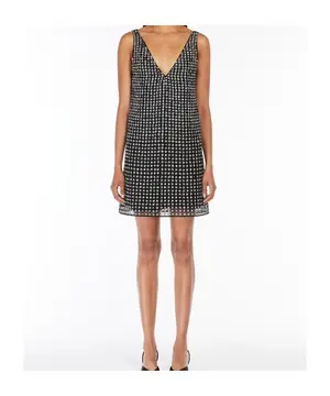 Max Mara Sleeveless Organza And Sequins Short Dress