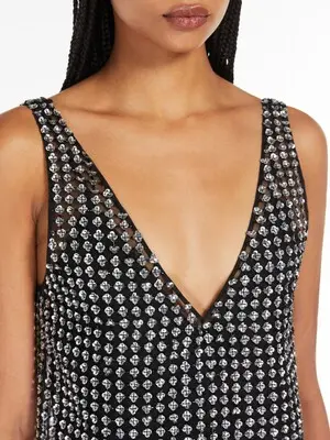 Max Mara Sleeveless Organza And Sequins Short Dress
