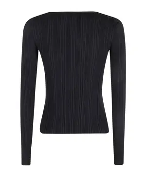 SELF-PORTRAIT Lace Trim Knit Top - Black