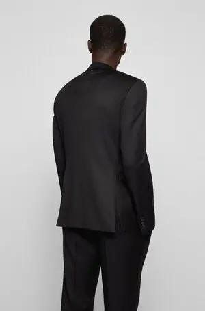 Hugo Boss Virgin-wool Single-breasted Blazer - Black