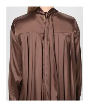 Dries Van Noten Long-sleeved Dress With Tie Collar - Brown
