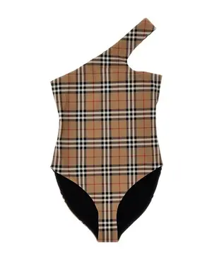 Burberry Checked One-shoulder Swimsuit