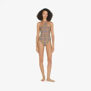 Burberry Checked One-shoulder Swimsuit