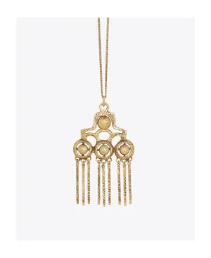 Saint Laurent Oversized Talisman Pendant Necklace - Yellow