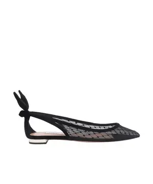 AQUAZZURA Bow Tie Net Ballet Flats