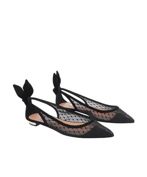 AQUAZZURA Bow Tie Net Ballet Flats
