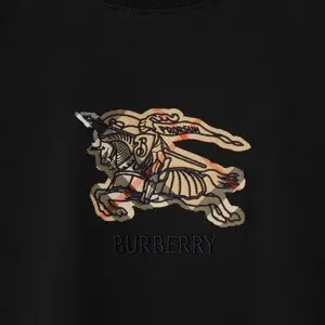 Burberry Crewneck T-shirt With Embroidered Equestrian Knight Design - Black