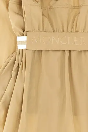 Moncler Logo Print Belted Hooded Rain Jacket
