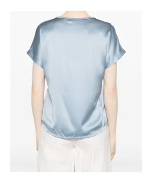 Brunello Cucinelli V-neck Short Sleeve Top With Monili Chain