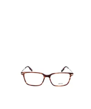 Zegna Rectangle Frame Eyeglasses - Brown