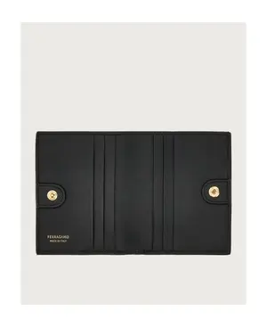 FERRAGAMO Gancini Clasp Compact Wallet - Black