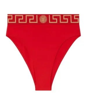 Versace Greca Border High-waist Bikini Briefs - Red