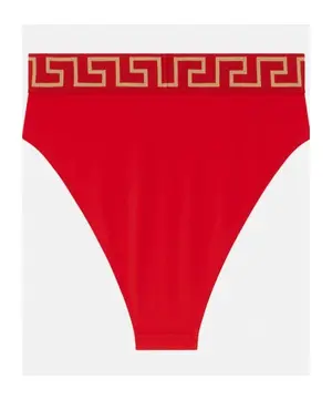 Versace Greca Border High-waist Bikini Briefs - Red