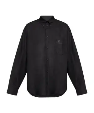 Balenciaga Bb Logo Embroidered Long-sleeved Shirt - Black