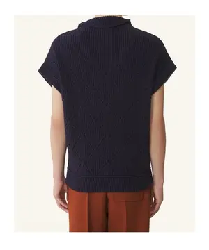 LANVIN High-neck Diamond-pattern Sleeveless Sweater
