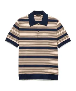 Prada Striped Short-sleeved Polo Shirt - Navy