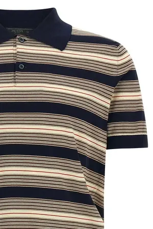 Prada Striped Short-sleeved Polo Shirt