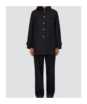 Herno Single-breasted A-line Coat - Black