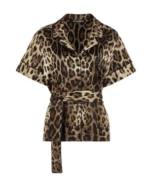 Dolce & Gabbana Leopard Print Belted Shirt