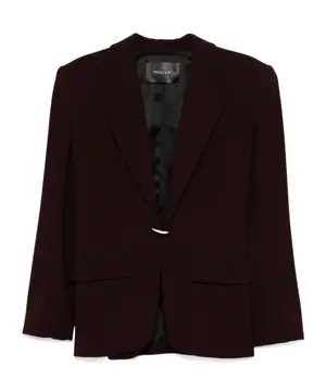 MUGLER Single-breasted Wool Jacket With Notched Lapels - Black