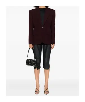 MUGLER Single-breasted Wool Jacket With Notched Lapels - Black