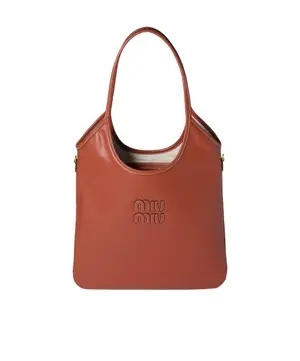 Miu Miu Logo Lettering Tote Bag - Rust-colored