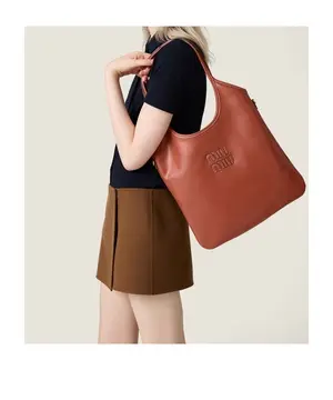 Miu Miu Logo Lettering Tote Bag - Rust-colored