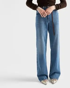 Prada Triangle Logo Flared Jeans