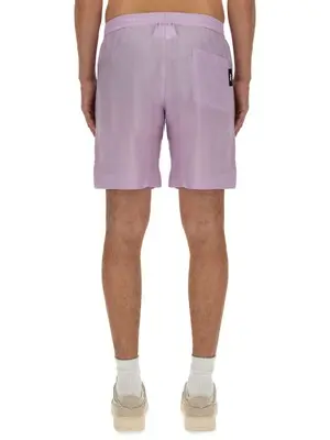 MSGM Logo Embroidered Thigh-length Shorts - Pink