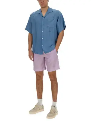 MSGM Logo Embroidered Thigh-length Shorts - Pink