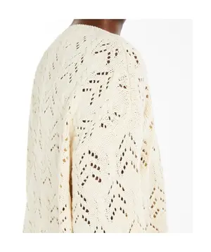 Max Mara Cotton Yarn Jumper With Pointelle Detail - Beige