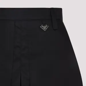 Prada Pleated Mini Skirt With Triangle Logo