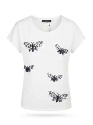 Max Mara Embellished Butterfly Print Short Sleeve Shirt - Gray