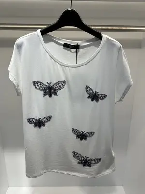Max Mara Embellished Butterfly Print Short Sleeve Shirt - Gray