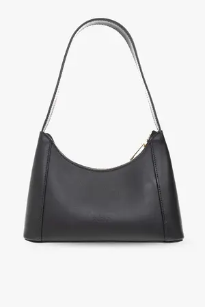 Furla Logo Plaque Leather Shoulder Bag - Black
