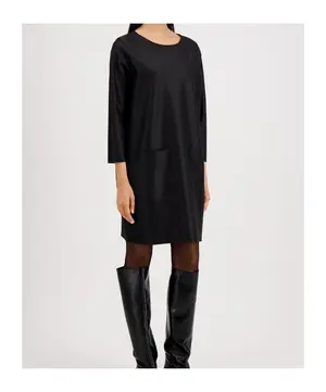 Harris Wharf London Geometric Dress With Pockets In Light Pressed Wool