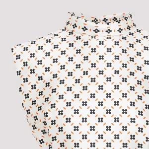 LANVIN Sleeveless Geometric Floral Top - White