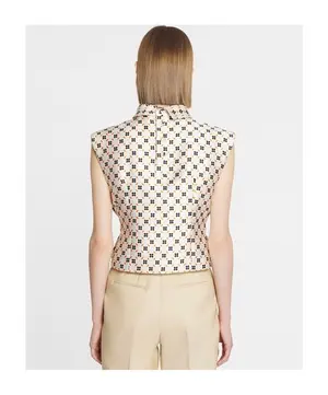 LANVIN Sleeveless Geometric Floral Top - White