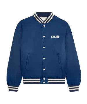 Celine Loose Teddy Jacket In Nylon - Blue