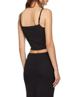 Alexander Wang Ribbed Knit Spaghetti Strap Top - Black