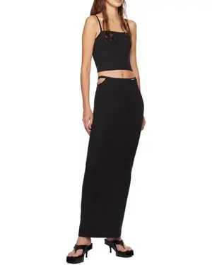 Alexander Wang Ribbed Knit Spaghetti Strap Top - Black