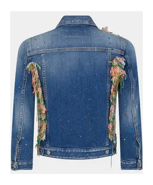 Dsquared2 Paint-splatter Denim Jacket With Textured Paneling