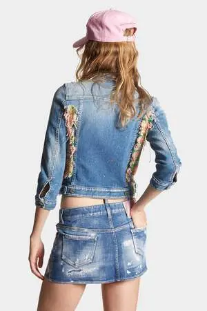 Dsquared2 Paint-splatter Denim Jacket With Textured Paneling
