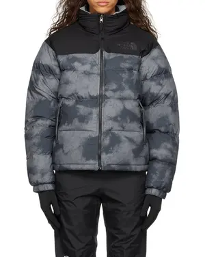 The North Face Logo Embroidered Puffer Jacket - Black