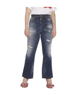 Dsquared2 High Waist Distressed Flare Jeans - Black
