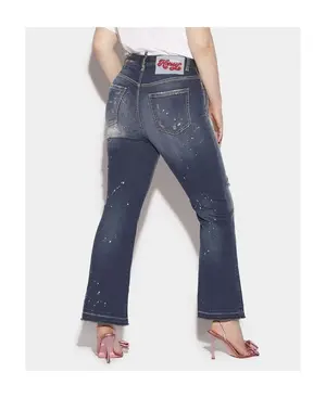 Dsquared2 High Waist Distressed Flare Jeans - Black