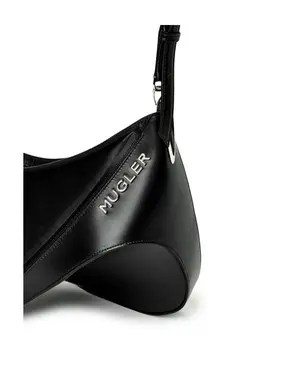 MUGLER Smooth Spiral Zip-up Shoulder Bag - Black