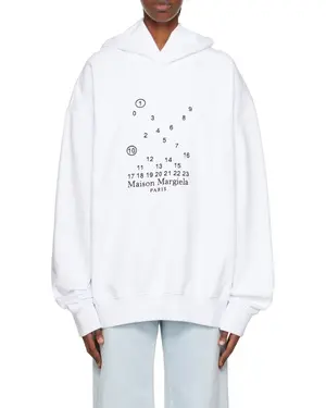 MAISON MARGIELA Printed Long-sleeve Hoodie - White